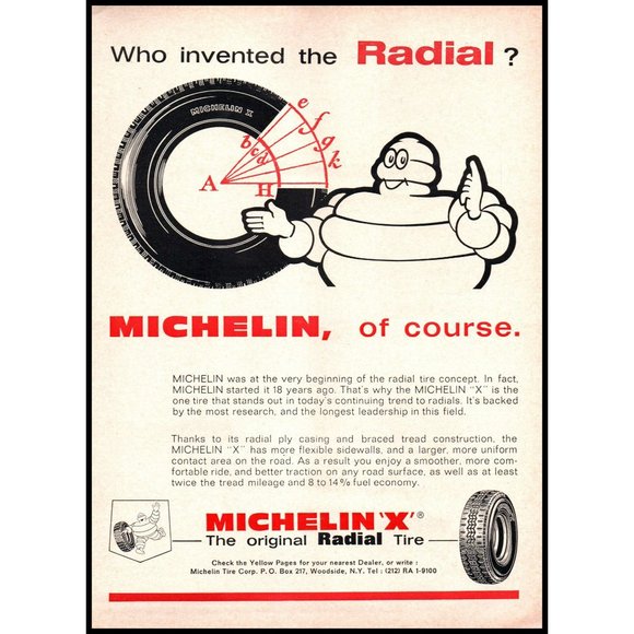 Michelin | Art | 966 Michelin X Radial Tire Vintage Print Ad Bibendum ...